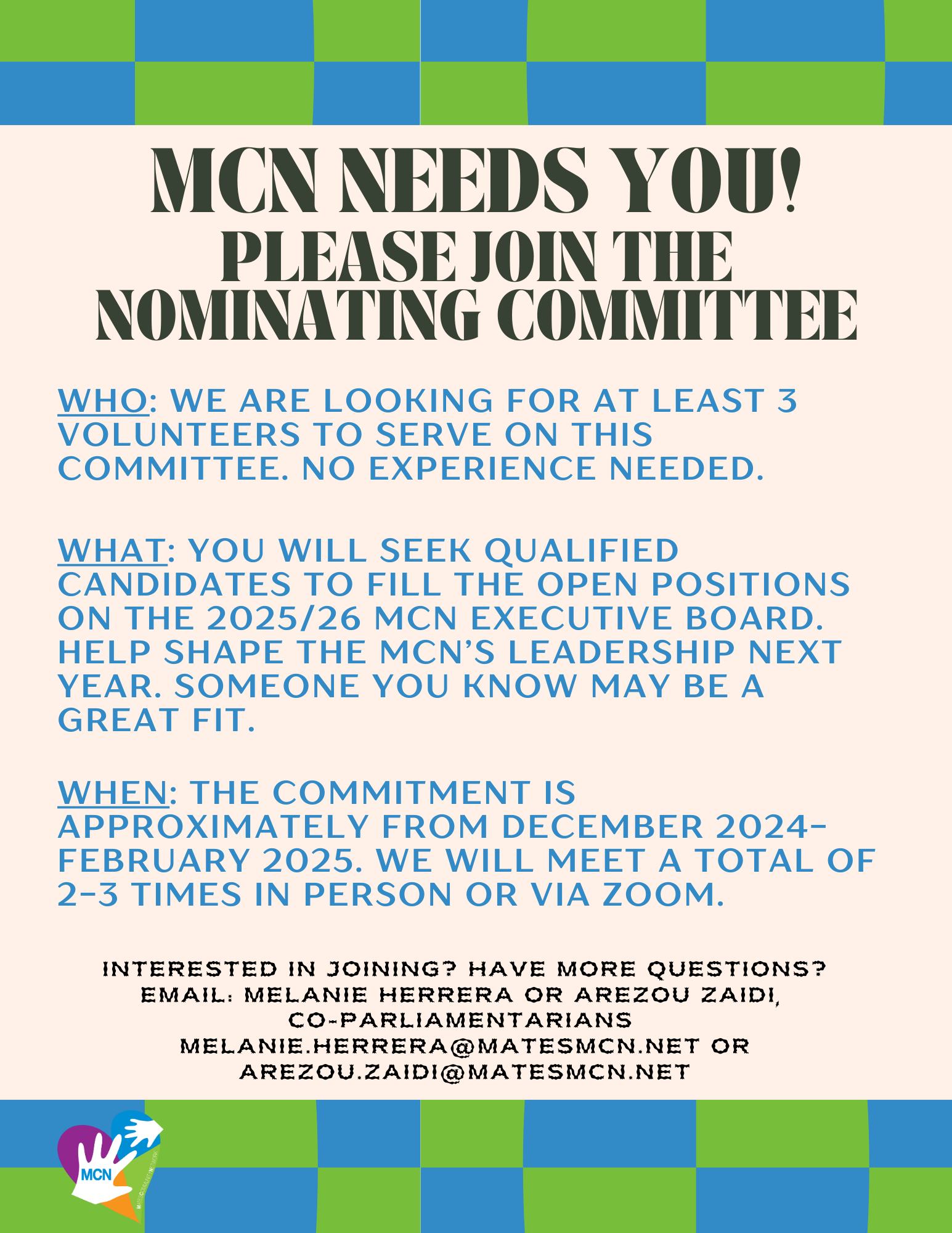 We are Forming our MCN Executive Board Nominating Committee! | MATES ...